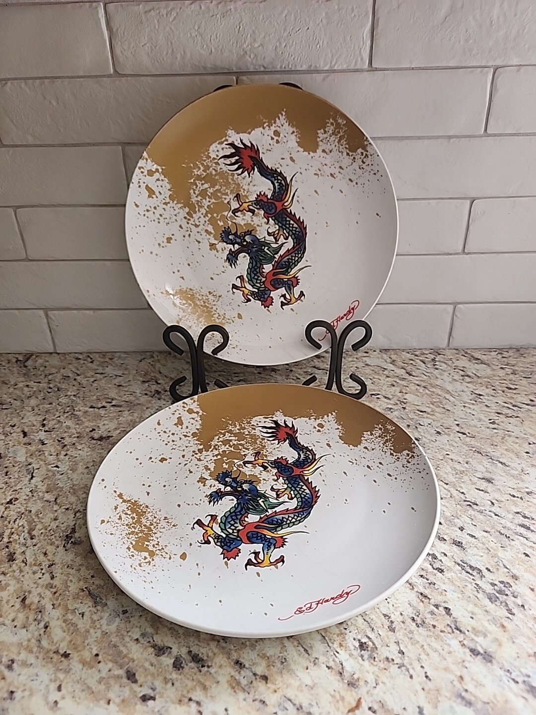 Vintage Ed Hardy Dragon Dinner Plates - Etsy