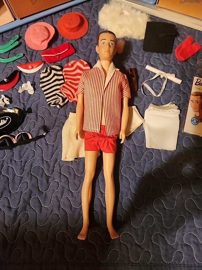 Vintage Mattel 1960s Ken and Clone Barbie, Clothes, Case and ...