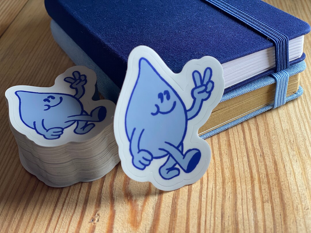 Cute Retro Cartoon Style Raindrop Sticker - Etsy