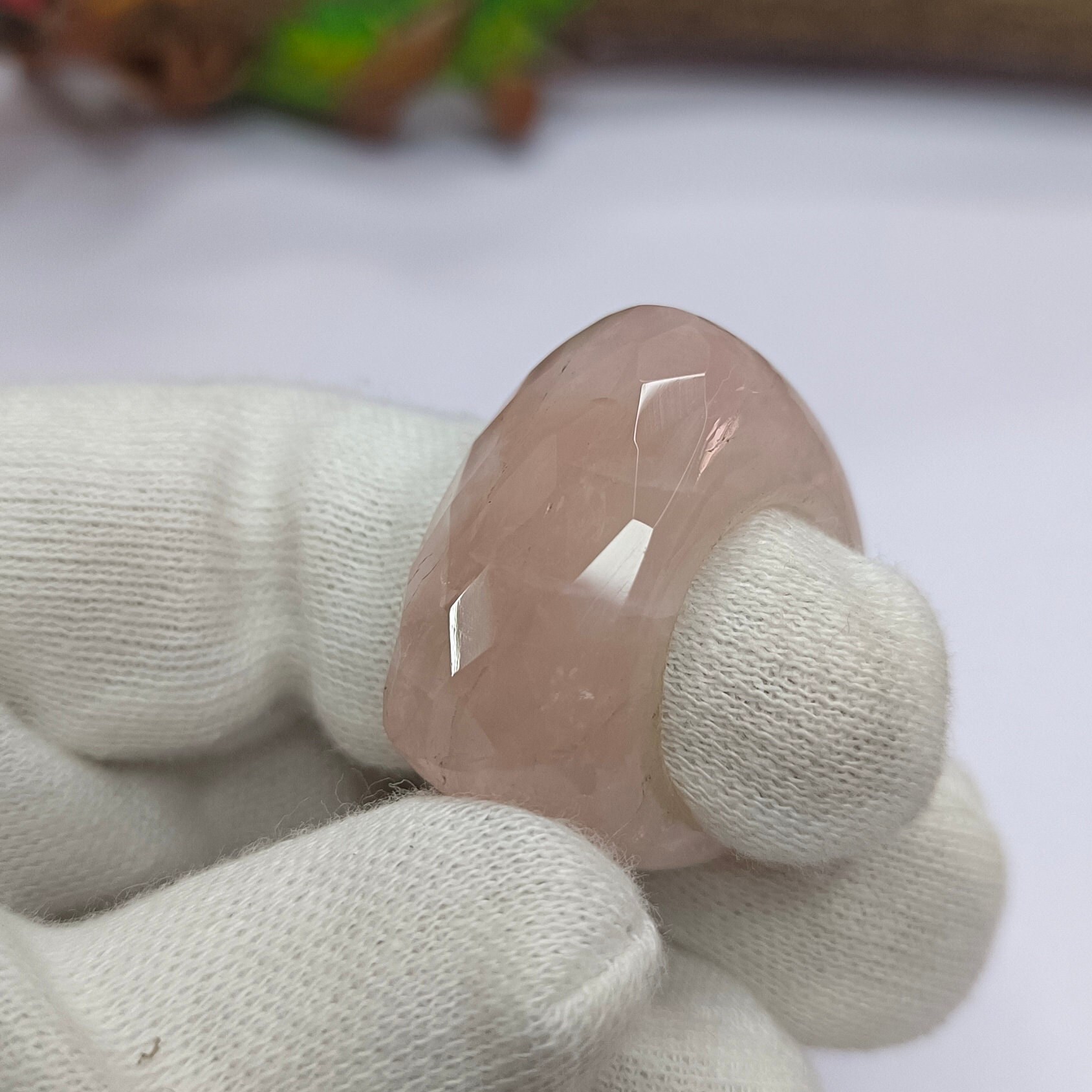 Natural Rose Quartz Solid Stone Ring Quartz, Quartz ,solid Stone Rings ...