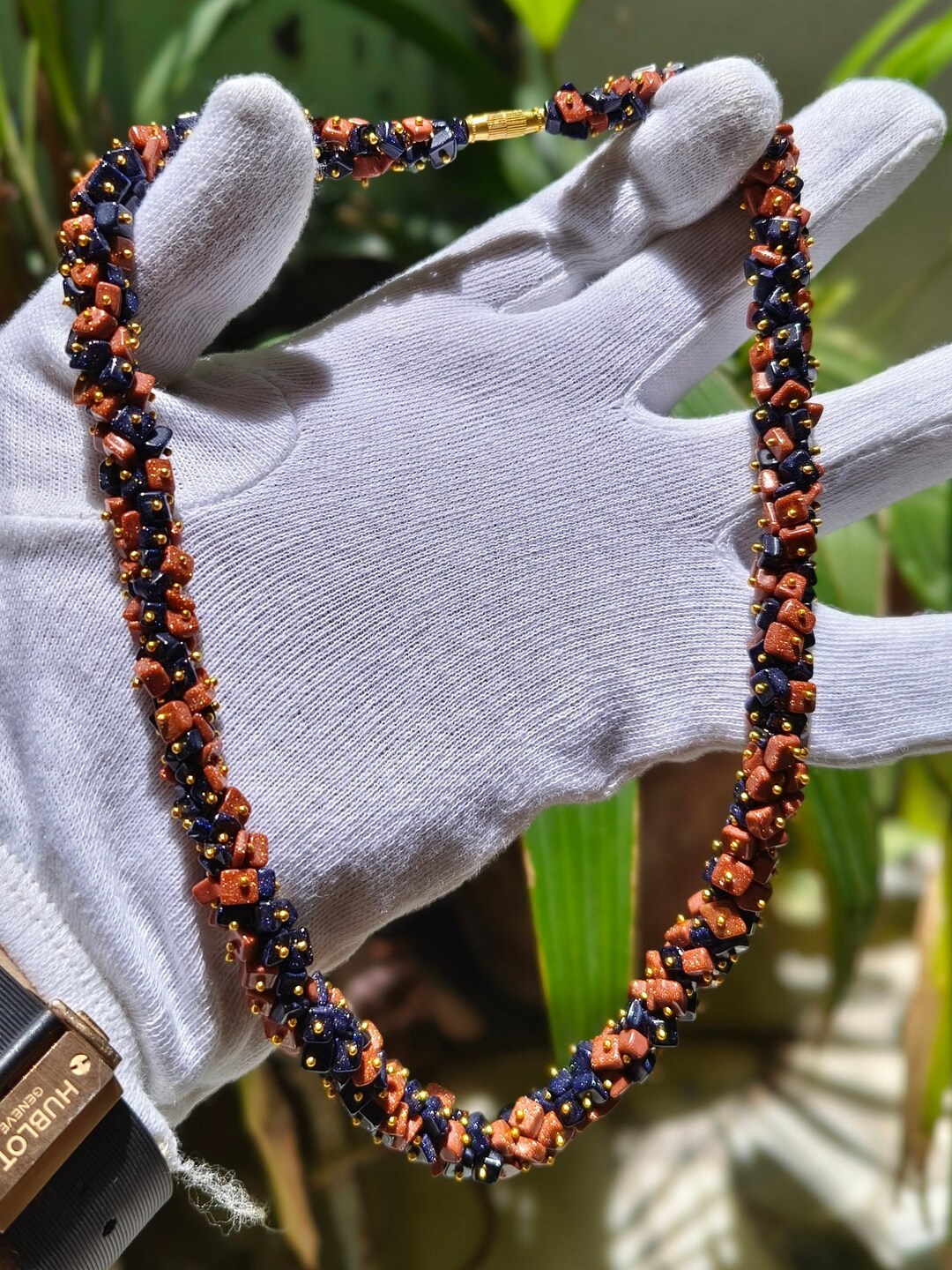 Natural Uncut Sun and Moon Stone Gemstone Necklace Elegantly Made for ...
