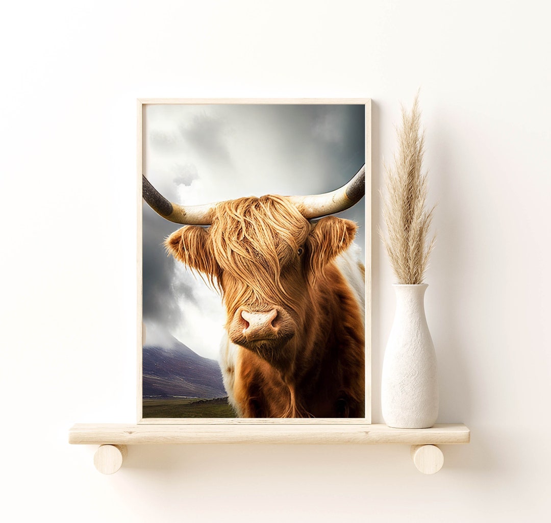 Hairy Highlander Wall Decor, Scottish Highlander Wall Art Print, Nature ...