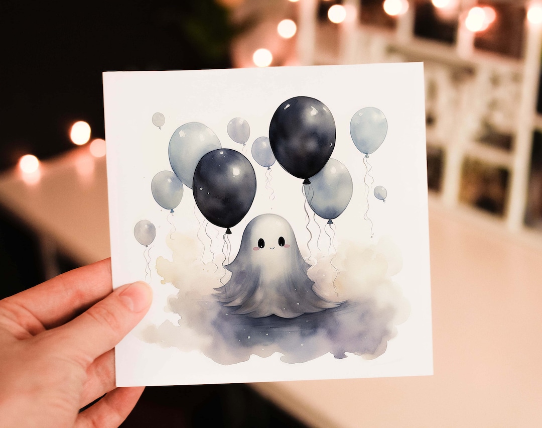 Halloween Cute Ghost Birthday Card Greetings Card, Spooky Season ...