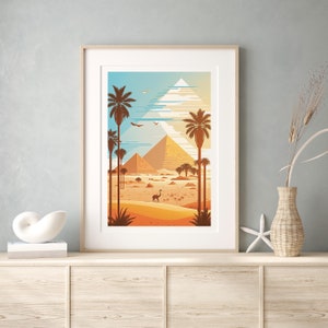 Pyramids of Giza Egypt Travel Poster - Egypt Poster, Giclee Art Print ...
