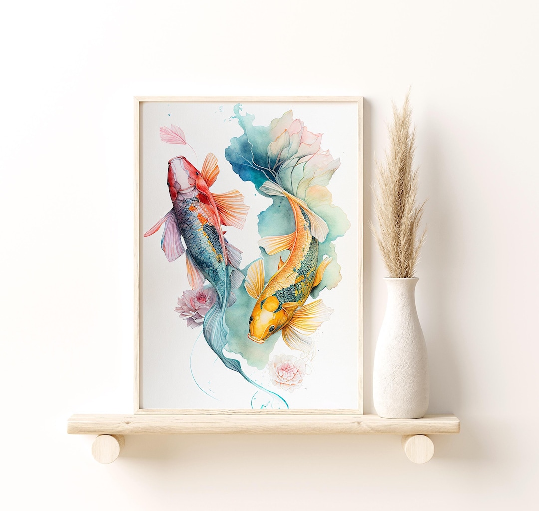 Watercolor Koi Fishes Art Print, Watercolor Giclee Print, Koi Fish ...