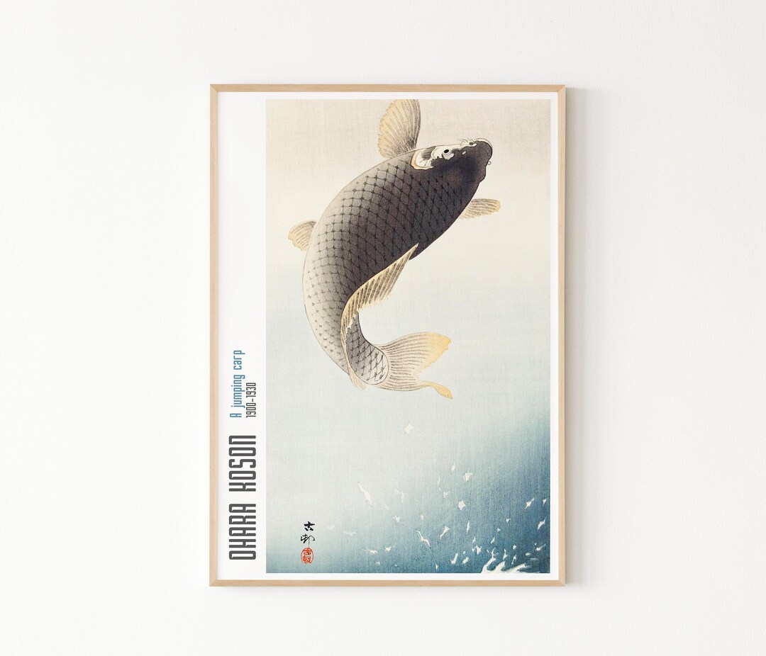 Jumping Carp | Japanese Art Print | Ohara Koson Best Artworks, Ohara ...