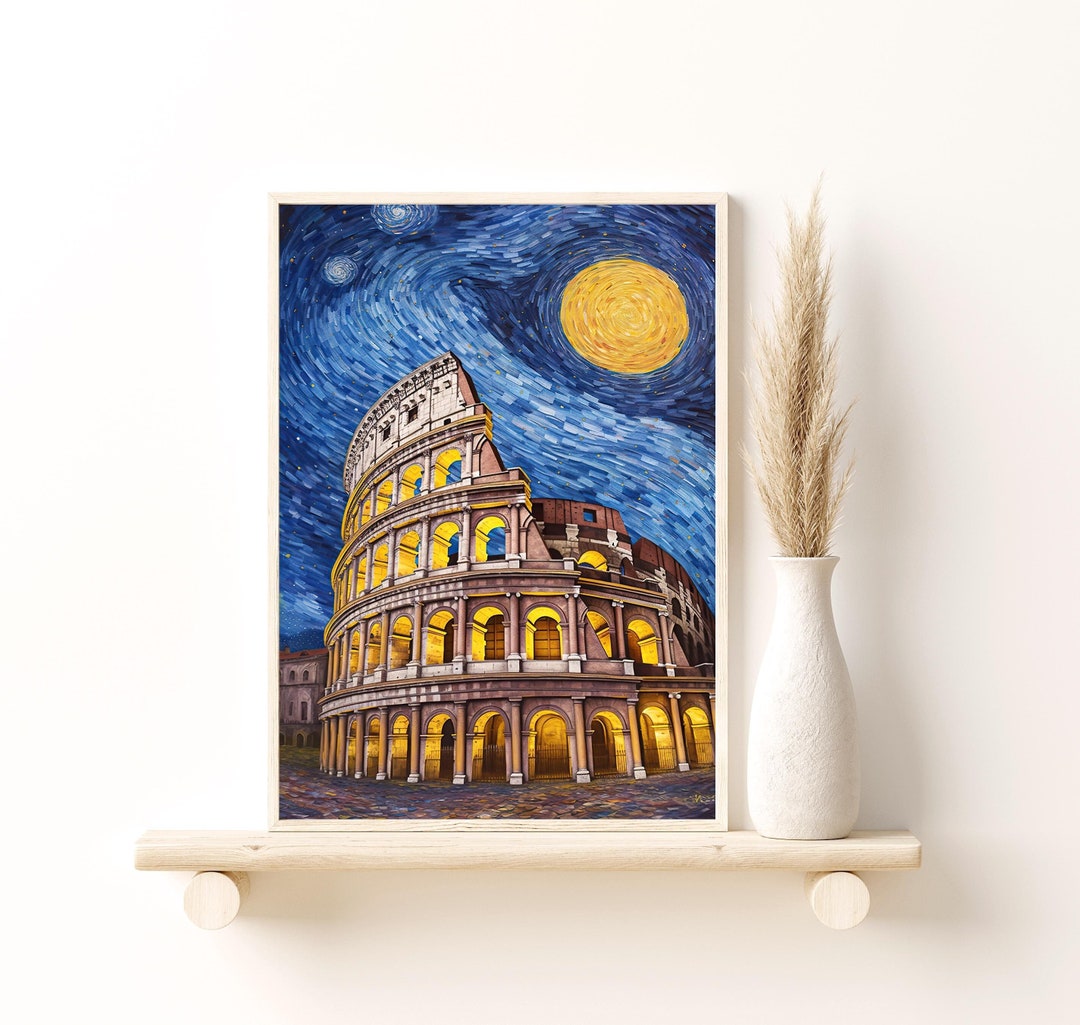 Van Gogh Style Rome the Colosseum at A Starry Night Travel Poster ...