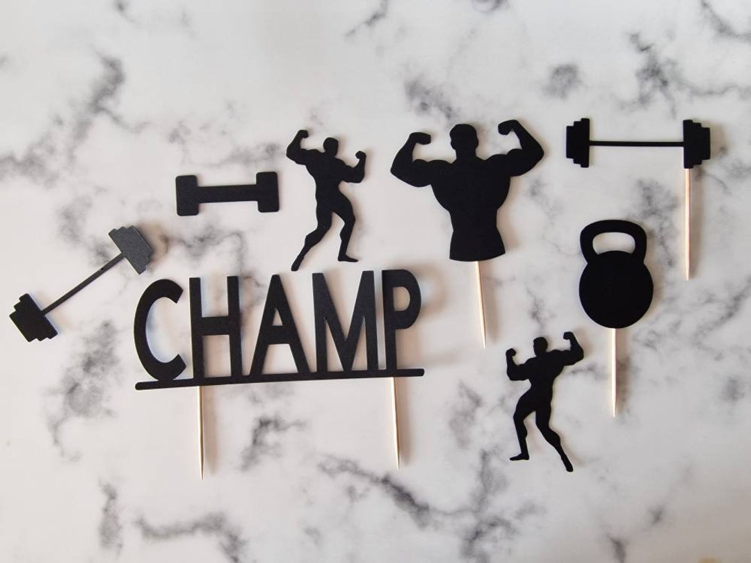 Weight Gym Cake and Cupcake Toppers, Fitness Cake Topper, Weight ...
