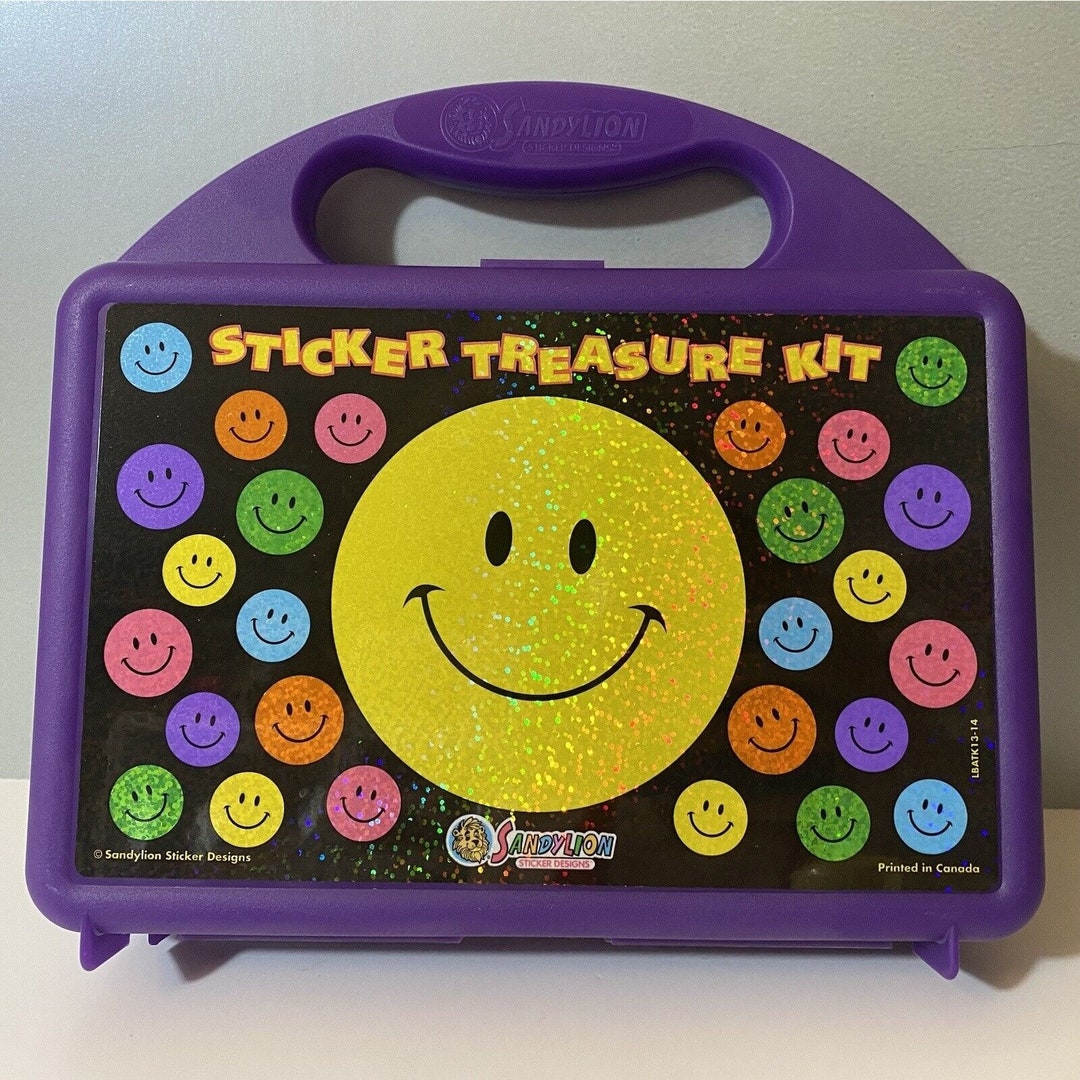 Vintage Sandylion Prismatic Smiley Faces Sticker Treasure Kit Case Only ...