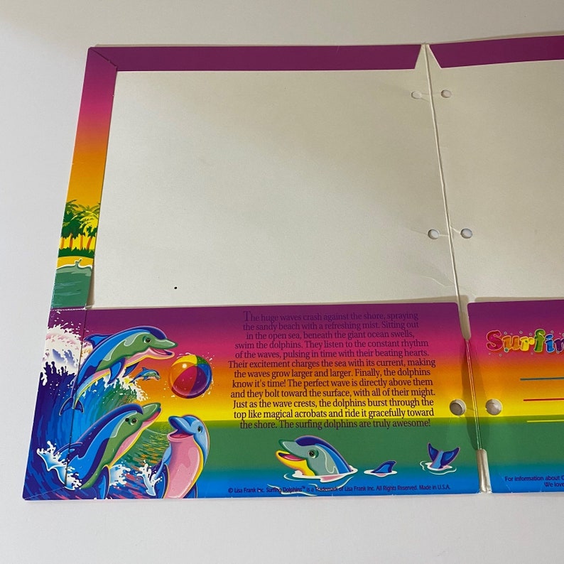 Vintage Lisa Frank Folder Surfing Dolphins Pocket Portfolio - Etsy
