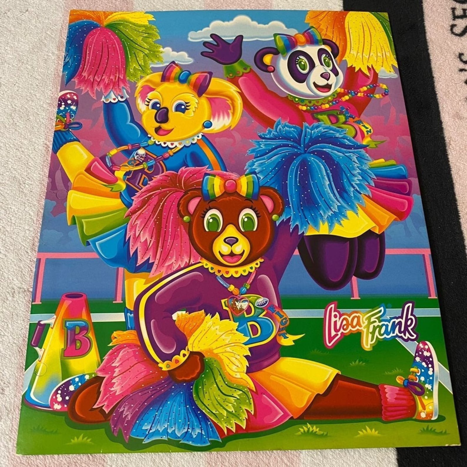 Vintage Lisa Frank Folder Cheerleader Bears Pocket Portfolio | Etsy