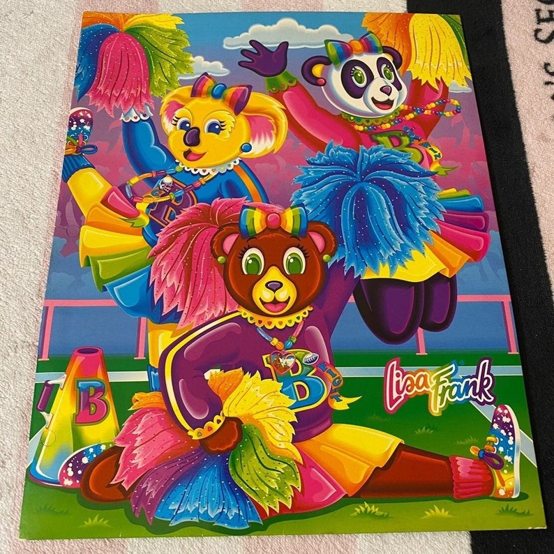 Vintage Lisa Frank Folder Cheerleader Bears Pocket Portfolio - Etsy