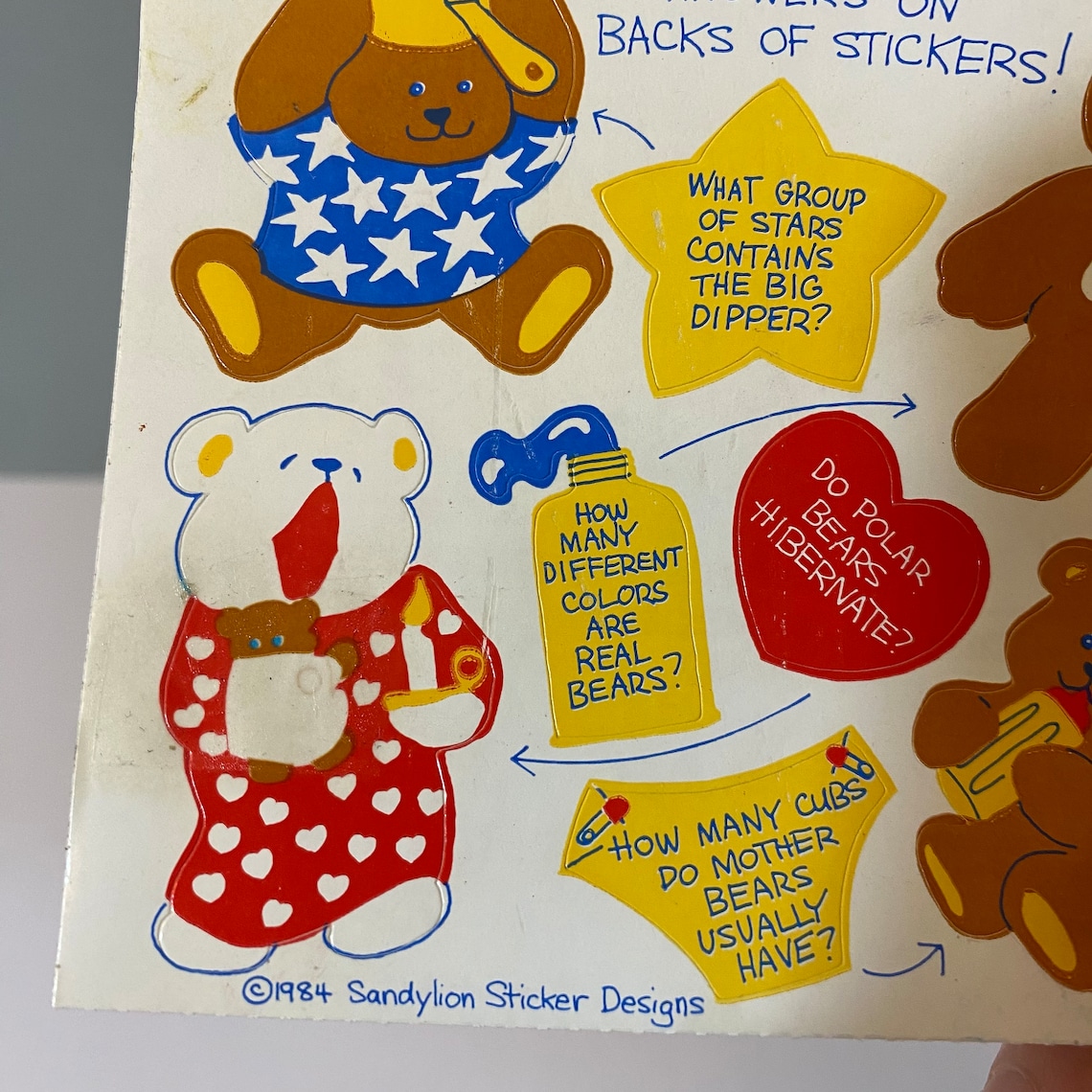 Vintage 1984 Sandylion Stickers Puppy Trivia Bear Trivia Maxi Activity ...