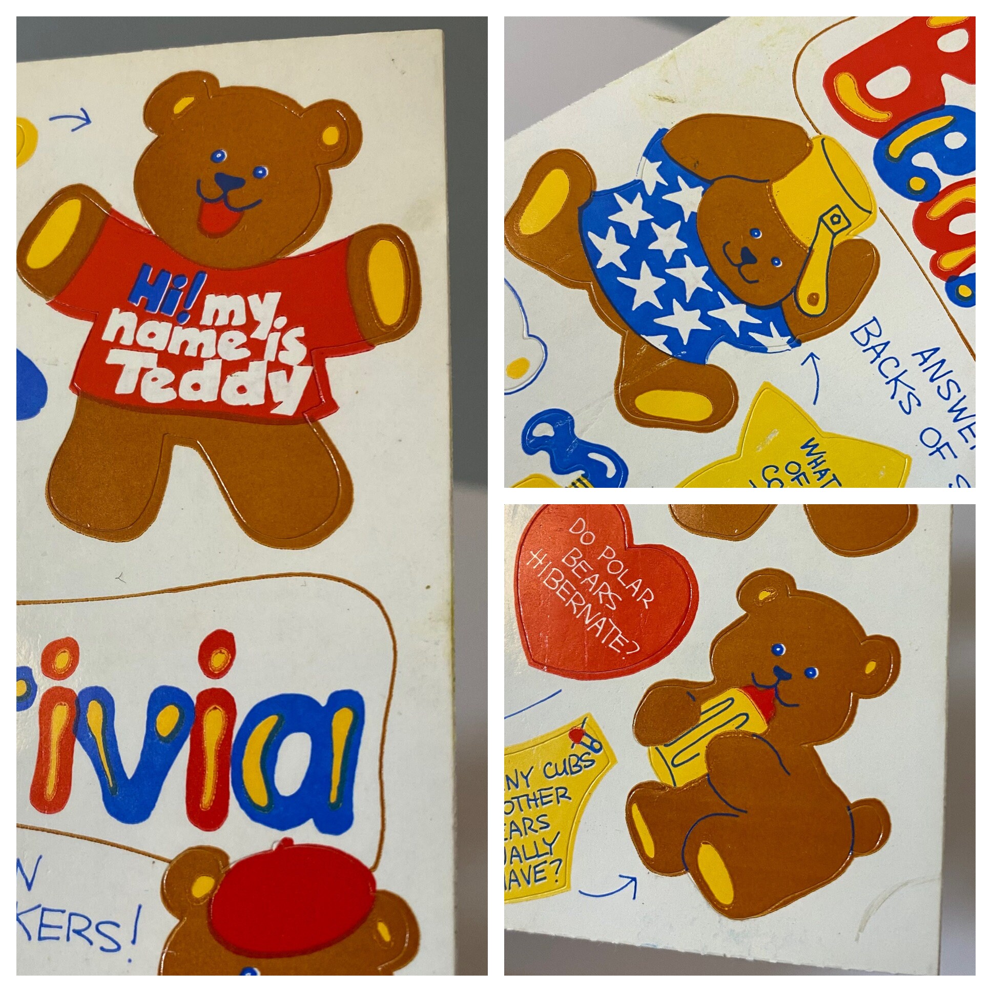 Vintage 1984 Sandylion Stickers Puppy Trivia Bear Trivia Maxi Activity ...