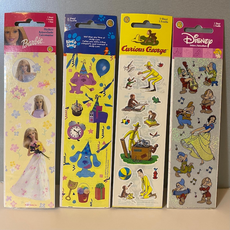 Vintage Sandylion Stickers Barbie Blue's Clues Curious George Snow ...