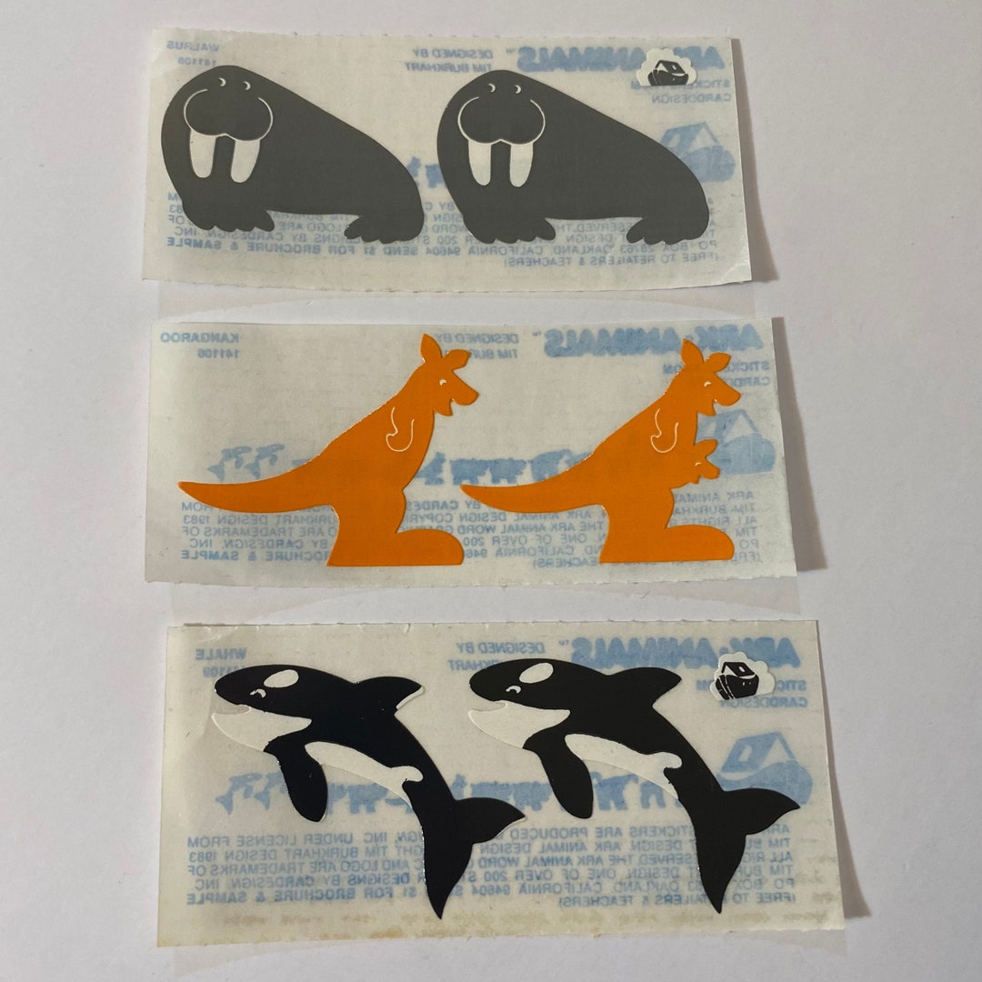 Vintage 1983 Cardesign Ark Animals Walrus Kangaroo Killer Whale Orca ...