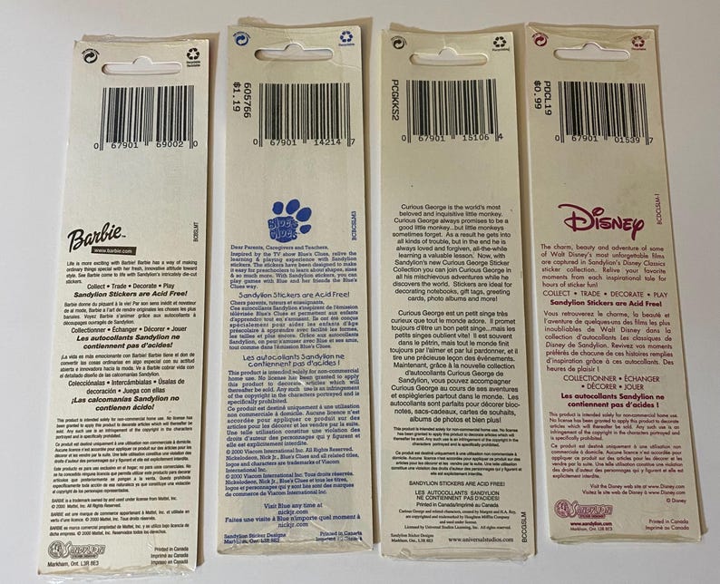 Vintage Sandylion Stickers Barbie Blue's Clues Curious George Snow ...