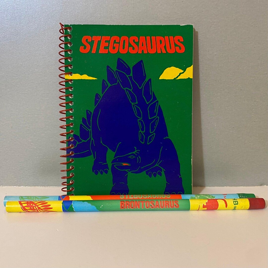 Vintage Sanrio 1980s Stegosaurus Dinosaur Notebook & Pencils - Etsy