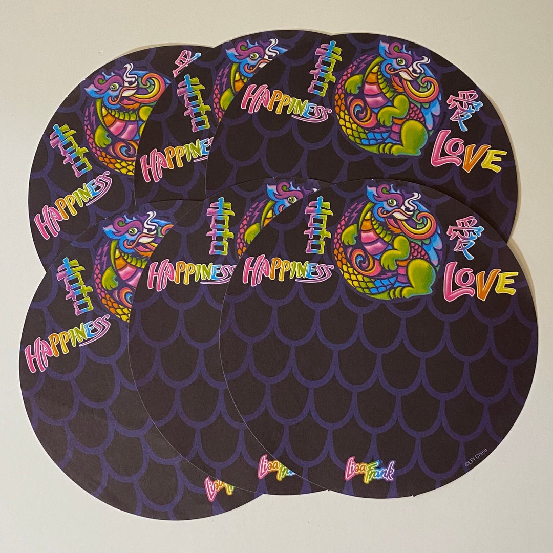 Vintage Lisa Frank Dragon Love Dream Writers Round Circle Stationery ...