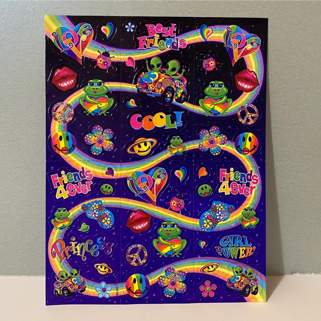 Vintage Lisa Frank Zoomer & Zorbit Aliens Frogs Rainbow Sticker Sheet ...