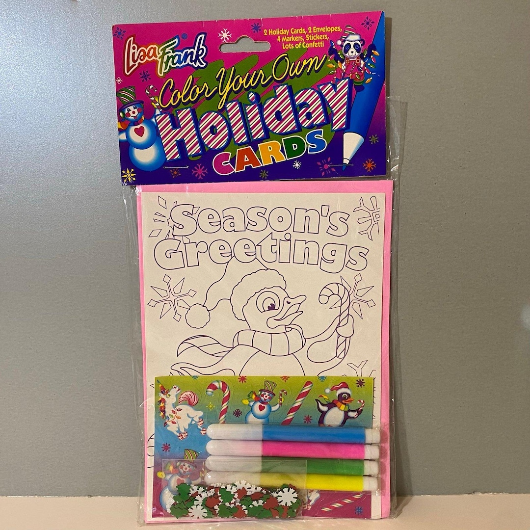 Vintage Lisa Frank Color Your Own Holiday Cards & Stickers Set - Etsy ...