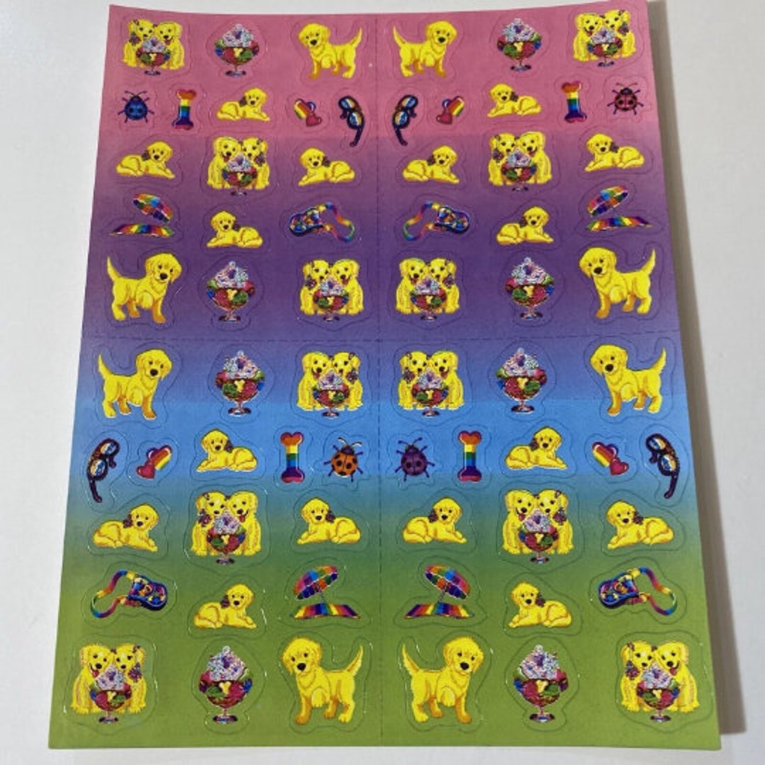 Vintage Lisa Frank Casey Candy Ice Cream Sundae Dogs Rainbow Sticker ...