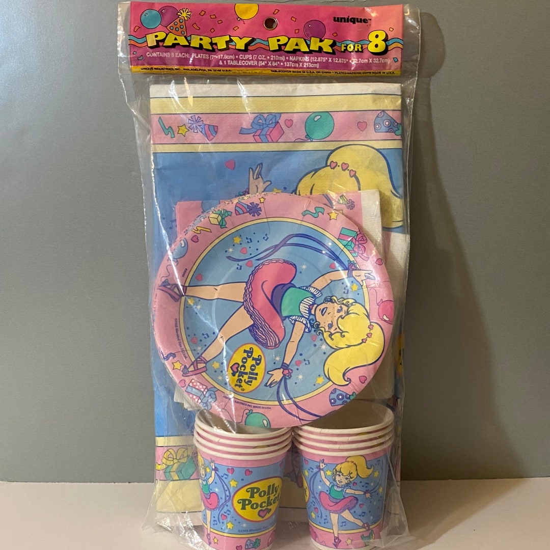 Bluebird Vintage Polly Pocket 1995 Party Pak for 8 - Plates Napkins ...