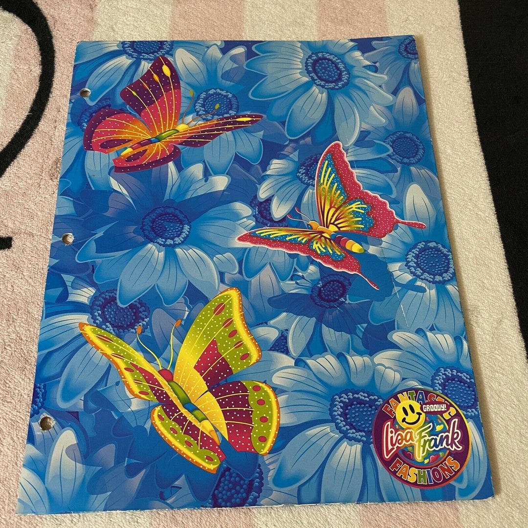 Vintage Lisa Frank Flowers Butterflies Fantastic Fashions Groovy Folder ...
