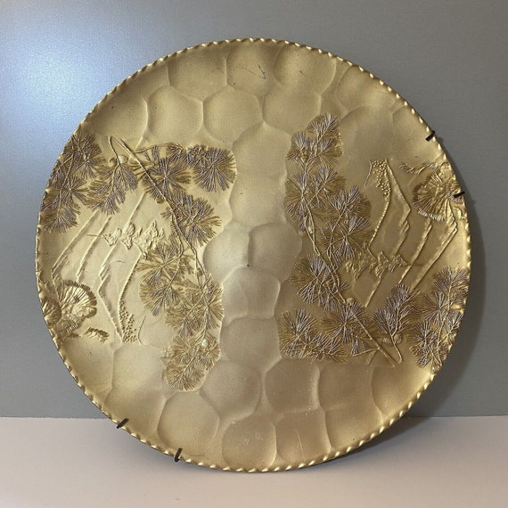 Vintage Gold Tone Hanging Decorative Plate With Palm Fronds - Etsy
