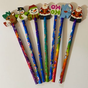 Vintage Lisa Frank Santa Snowmen & More Christmas Pencils Erasers Set ...