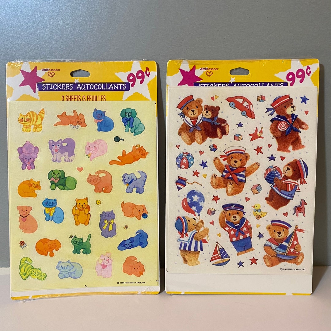 Vintage Hallmark Ambassador Stickers July 4th USA Sailor Teddy Bear ...