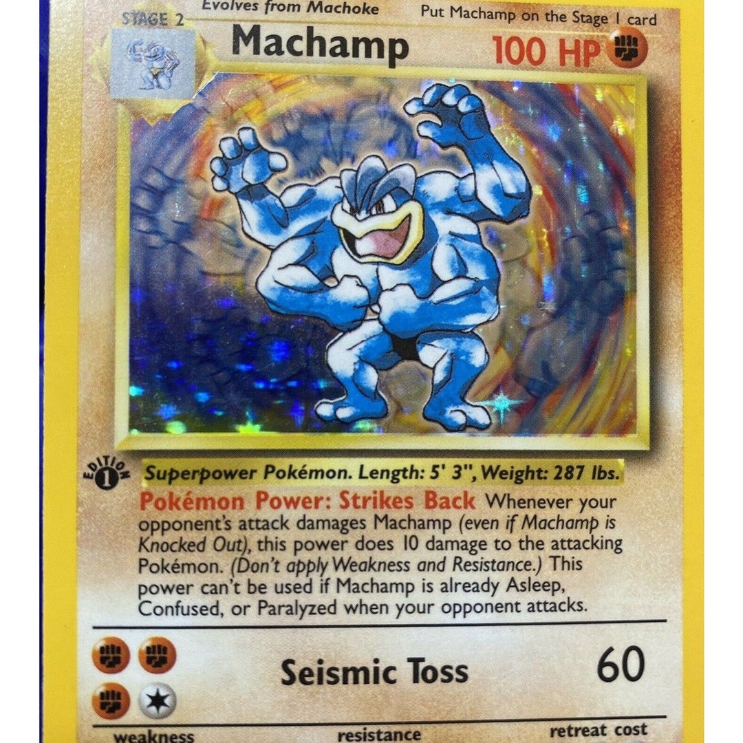 Vintage Pokemon Card Foil Holo Machamp 1st Edition Holographic 8/102 ...