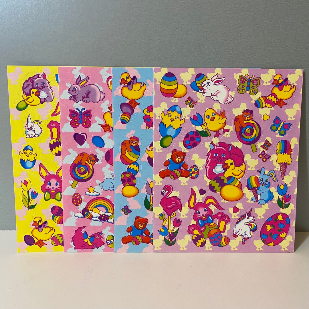 Vintage Lisa Frank Easter Stickers Unicorns Bears Cats Bunnies Chicks ...