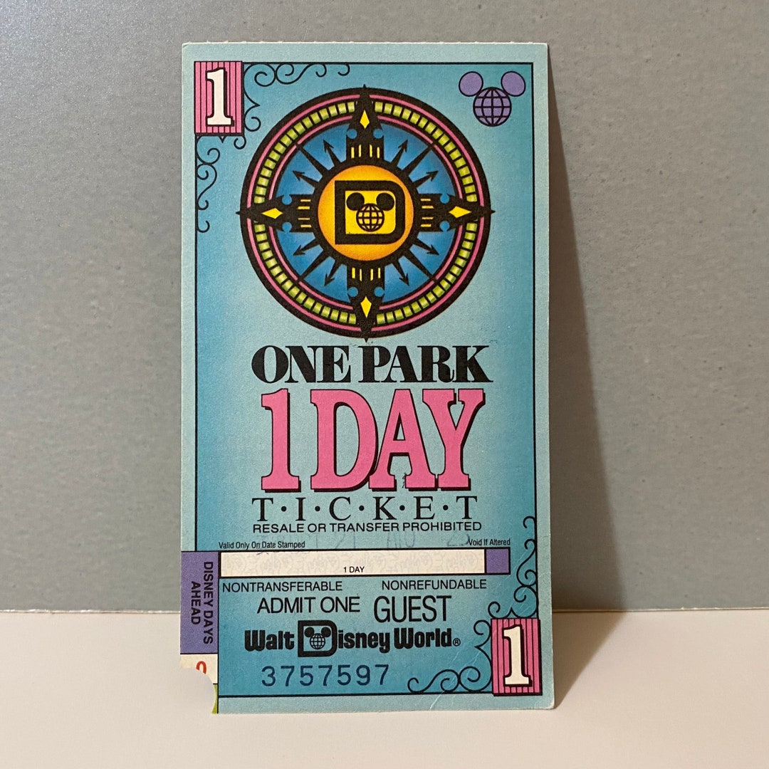 Vintage Walt Disney World Florida Admit One Guest One Park 1 Day Ticket ...