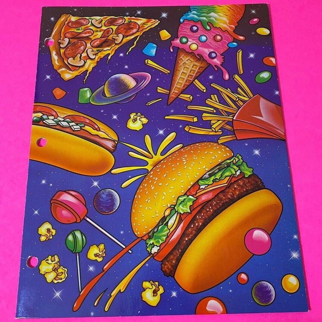 Vintage Lisa Frank 1989 Junk Food Folder Ice Cream Pizza Burger Fries ...