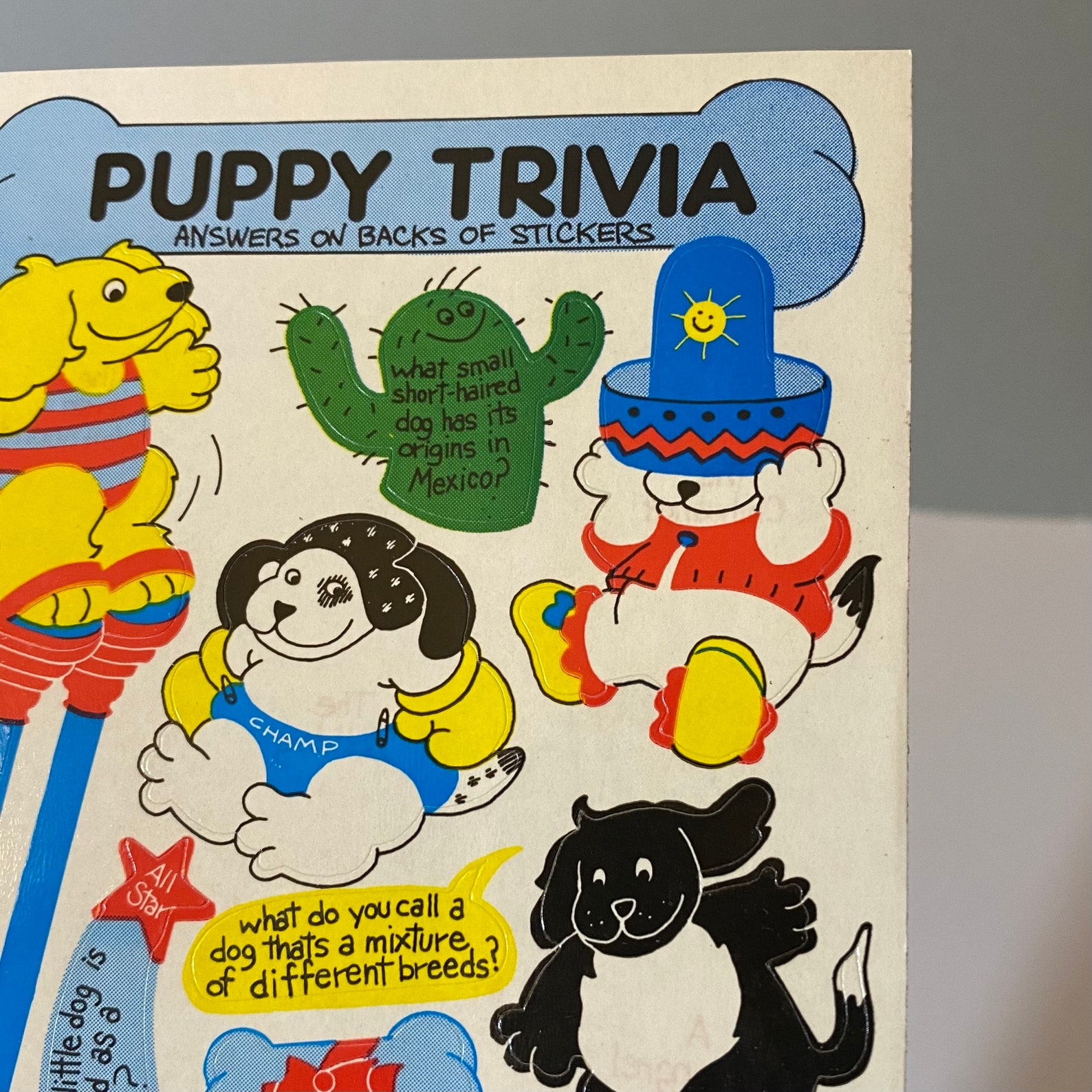 Vintage 1984 Sandylion Stickers Puppy Trivia Bear Trivia Maxi Activity ...