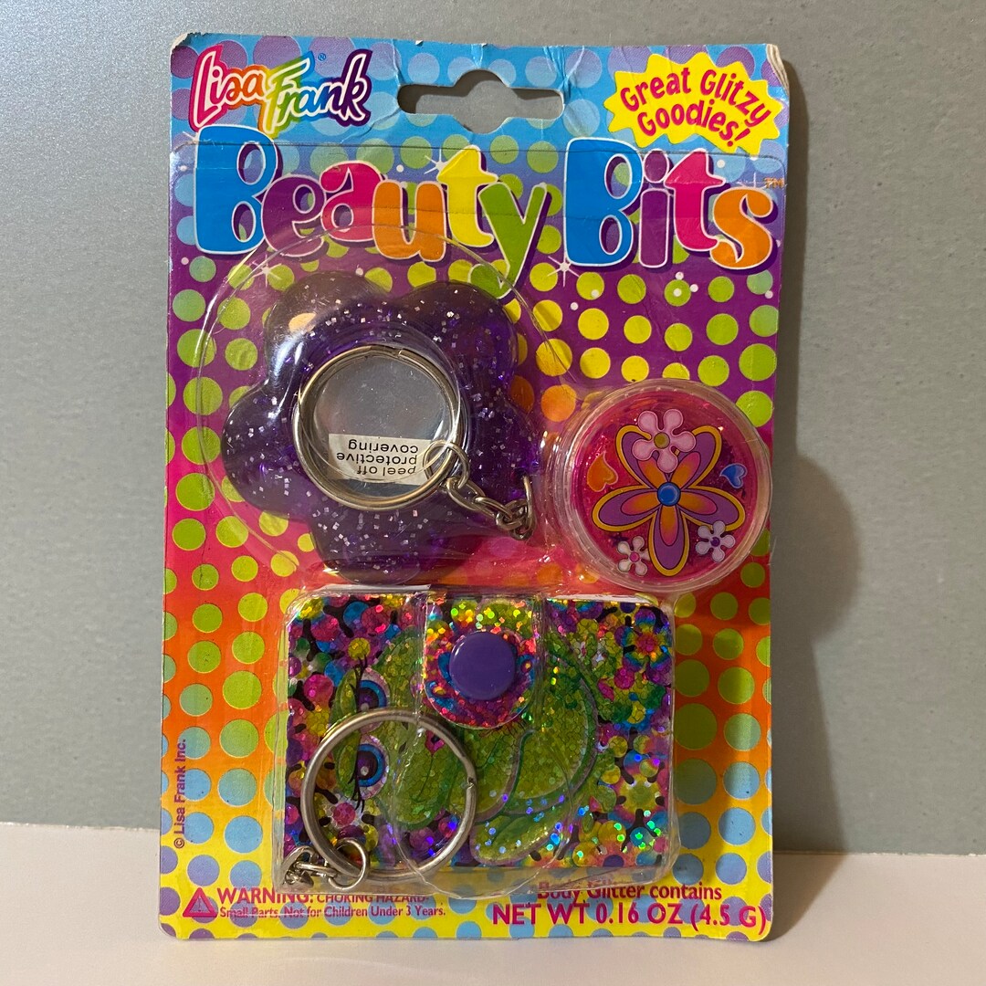 Vintage Lisa Frank Beauty Bits Set Mirror Glitter Groovy Frog Notebook ...