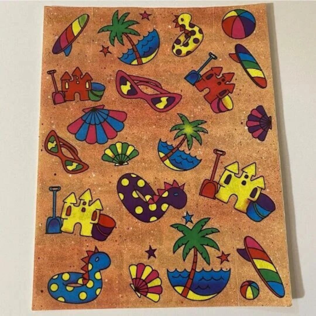 Vintage Lisa Frank Sandy Beach Sticker Sheet S126 - Etsy