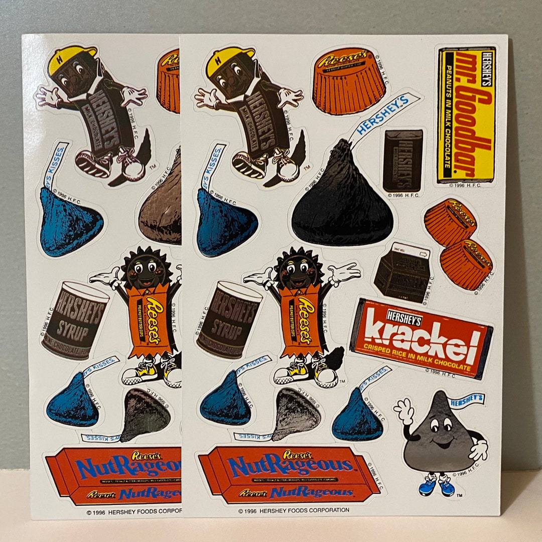 Vintage 1996 Hershey Foods Chocolate Stickers Candy Krackel Reese's ...