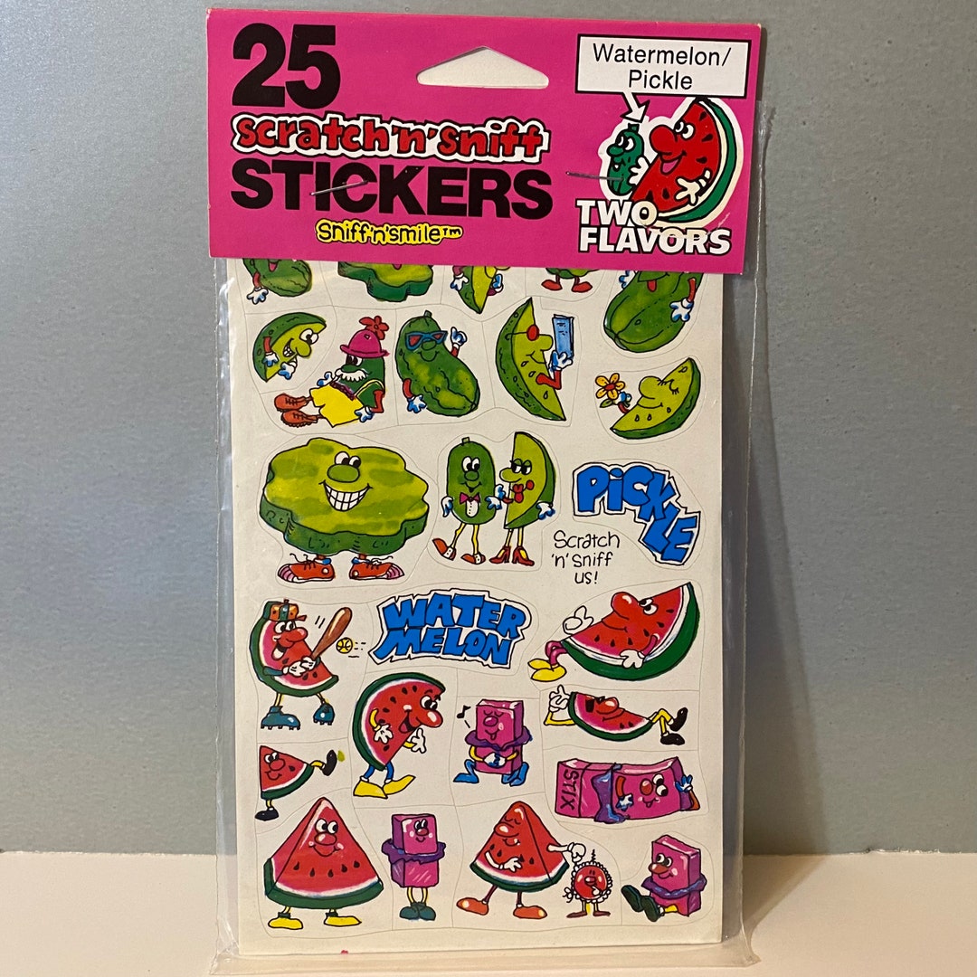 Vintage Spindex 1980s Pickle & Watermelon Scratch 'N Sniff Stickers - Etsy