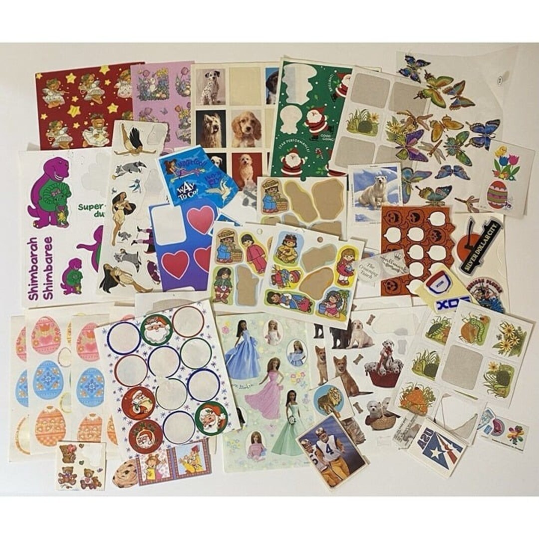 Vintage Partial Stickers Scrapbook Crafting Set Christmas Easter Barbie ...