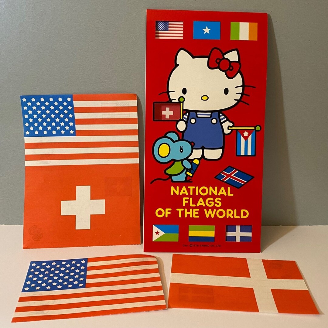 Vintage Sanrio 1976 Hello Kitty Flags of the World Stationery - Etsy