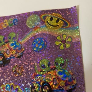 Vintage Lisa Frank Zoomer & Zorbit Aliens Smiley Faces Glitter Sticker ...