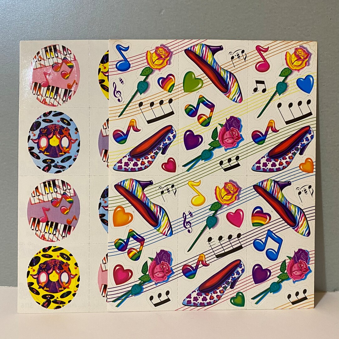 Vintage Lisa Frank Music Notes High Heels Roses Penguins Sticker Sheets ...