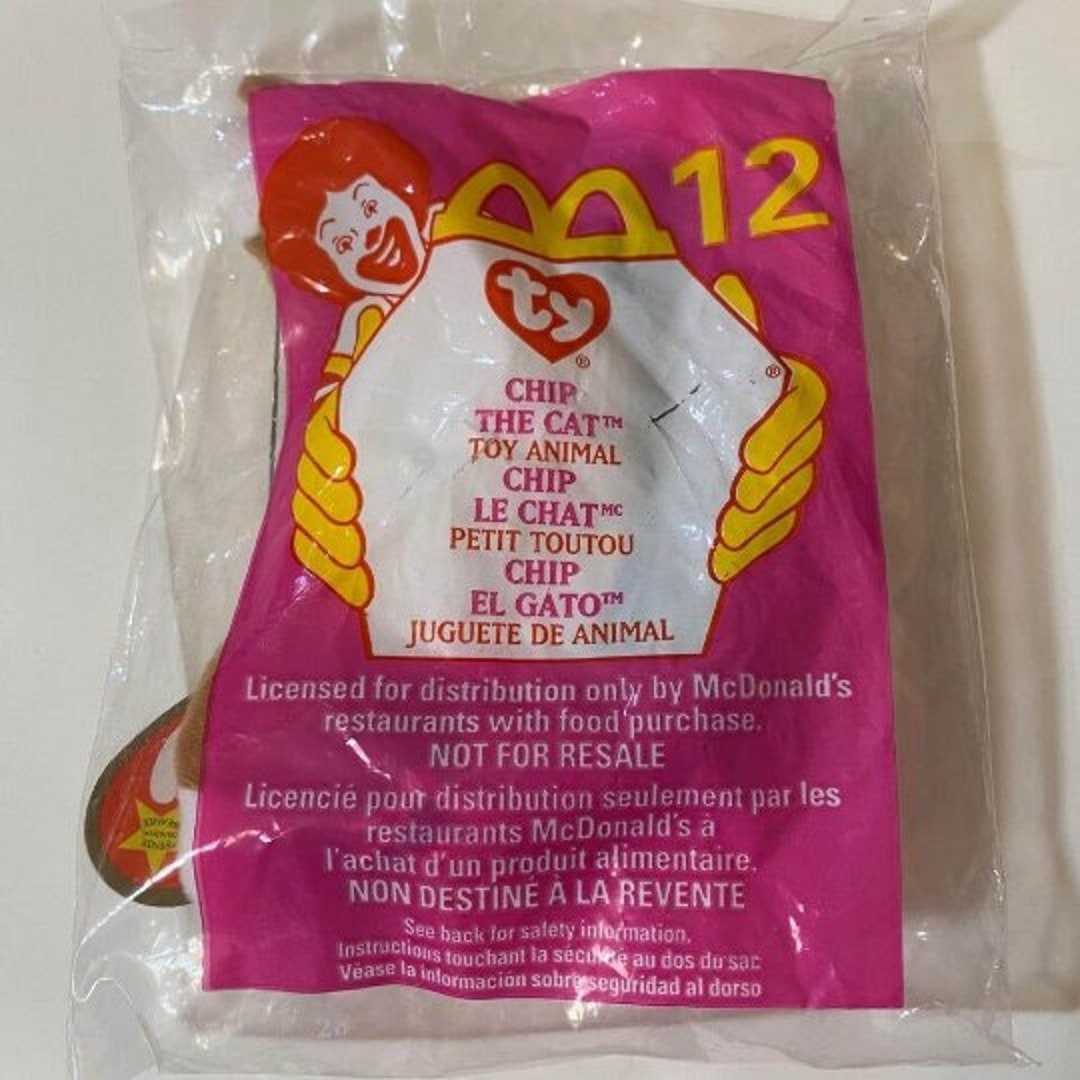 Vintage 1999 Mcdonald’s TY Chip the Cat Teenie Beanie Baby Toy Animal ...