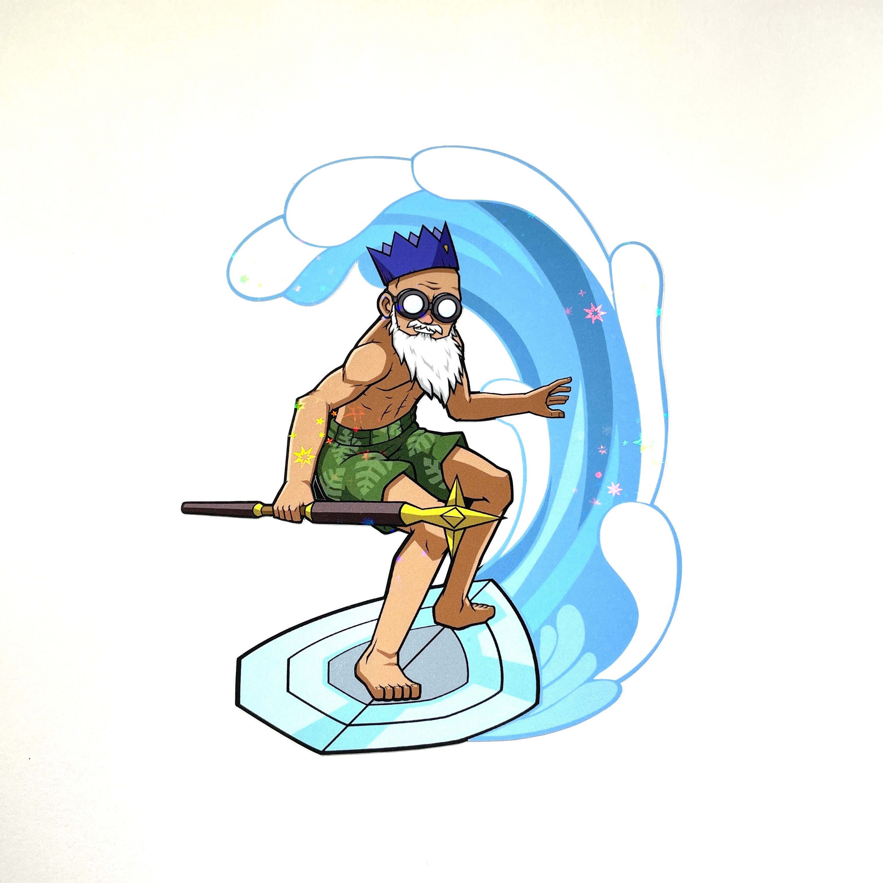 Surfing Wise Old Man OSRS Vinyl Sticker Old School Runescape - Etsy