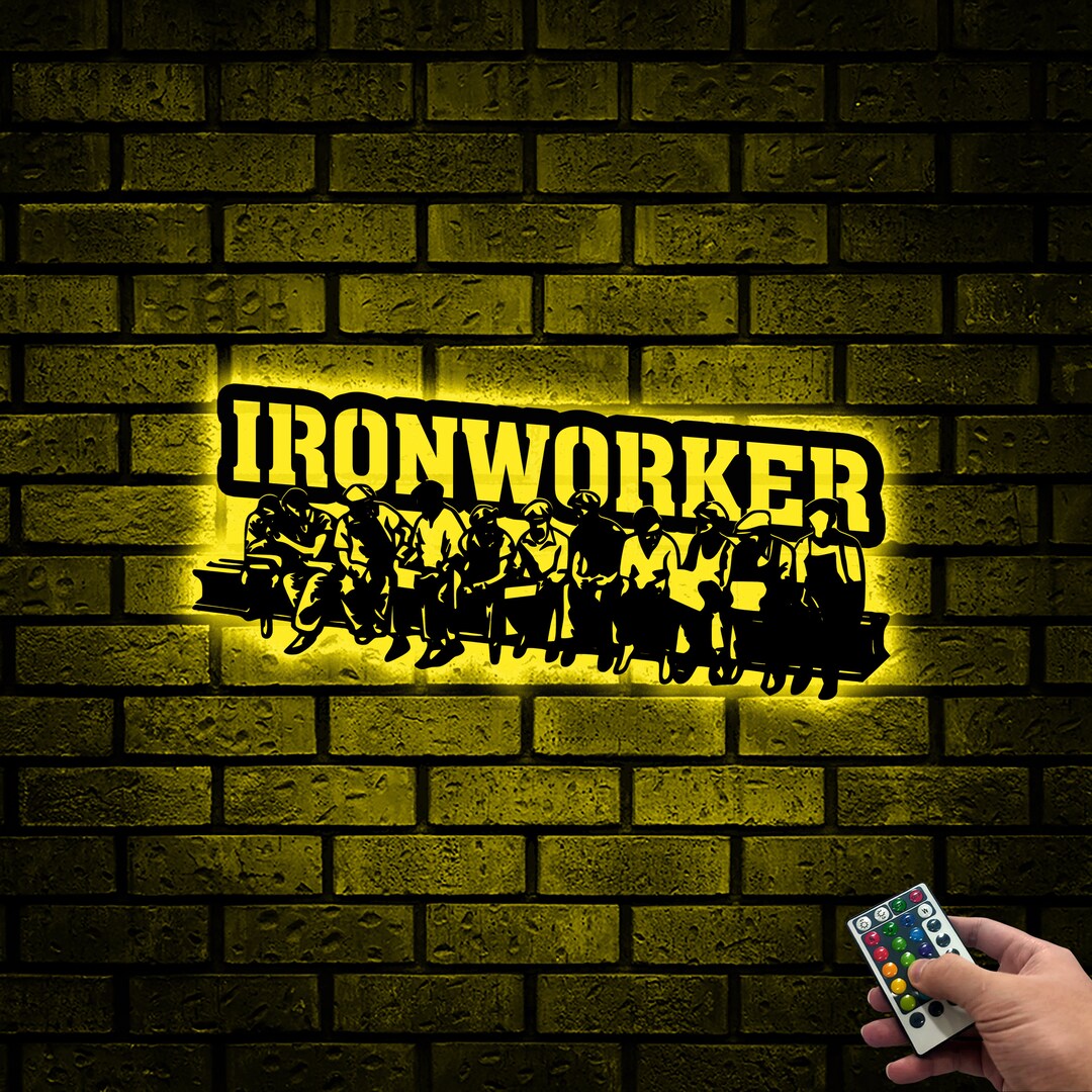Ironworker Lunch on a Beam Metal Wall With Light Ironworker - Etsy