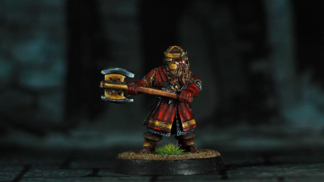Hand Painted 28mm Gimli Dwarf Metal Figure Games Workshop Lord of the ...