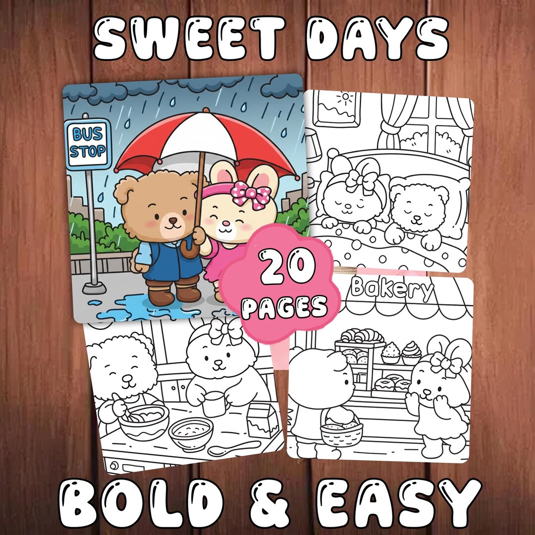 Cozy Kawaii Coloring Book PDF – 20 Bold Easy Cute Designs, Instant ...