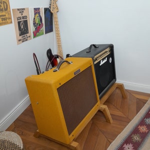 Natural Double Amp Stand: Handmade Solid Wood Guitar Amplifier Stand ...